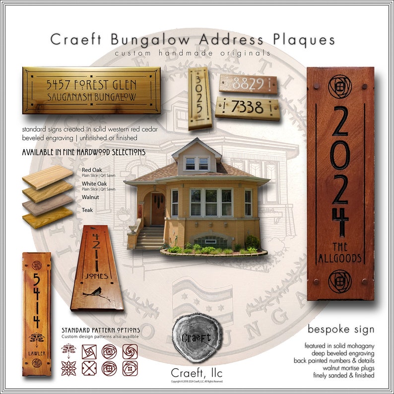 Bungalow Address Sign / Craftsman House Plaque - Etsy