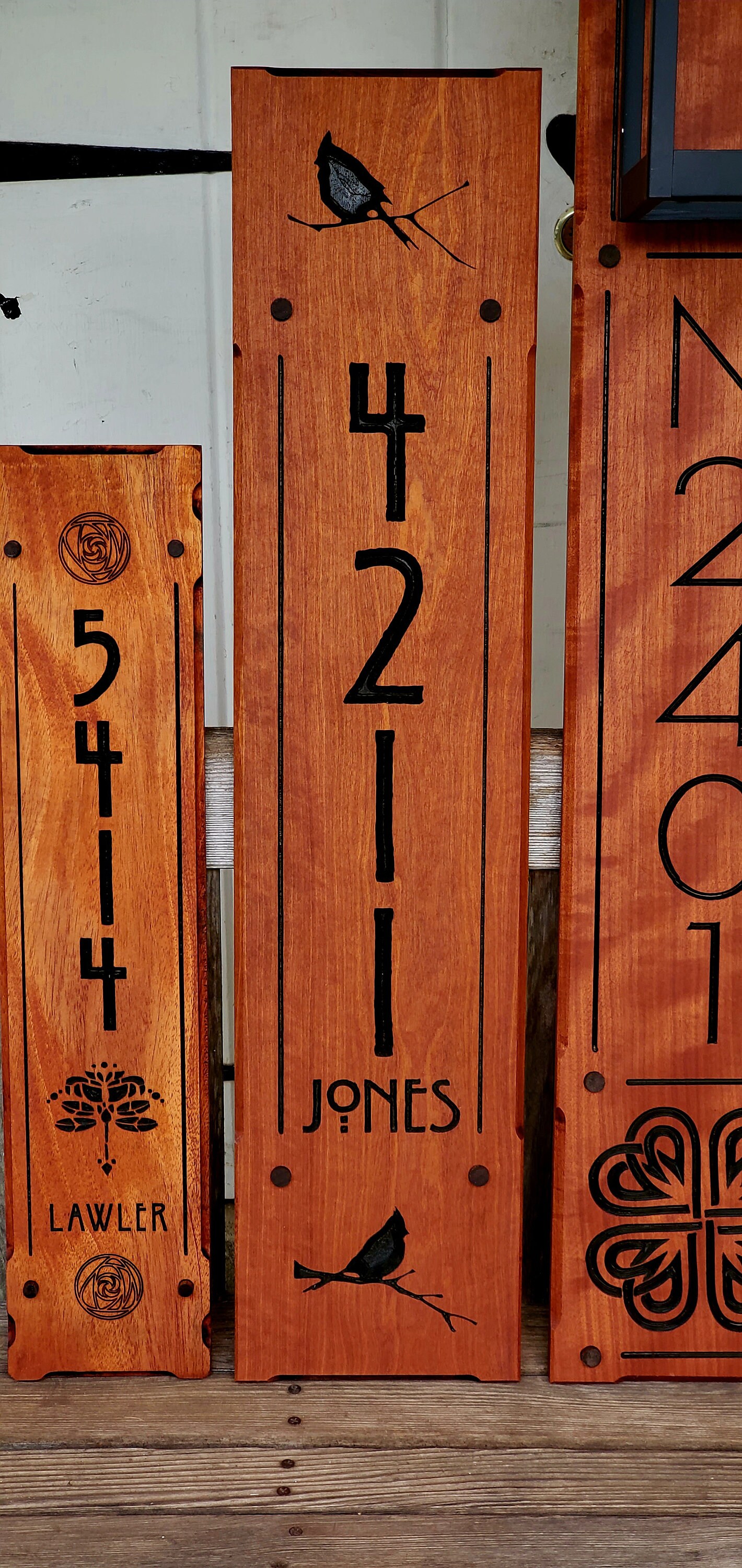 Bungalow Address Sign / Craftsman House Plaque - Cardinal Style - Etsy