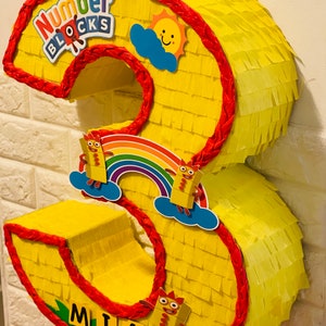 Number 4 Number Blocks Pinata, Custom Number Pinata & Personalized ...