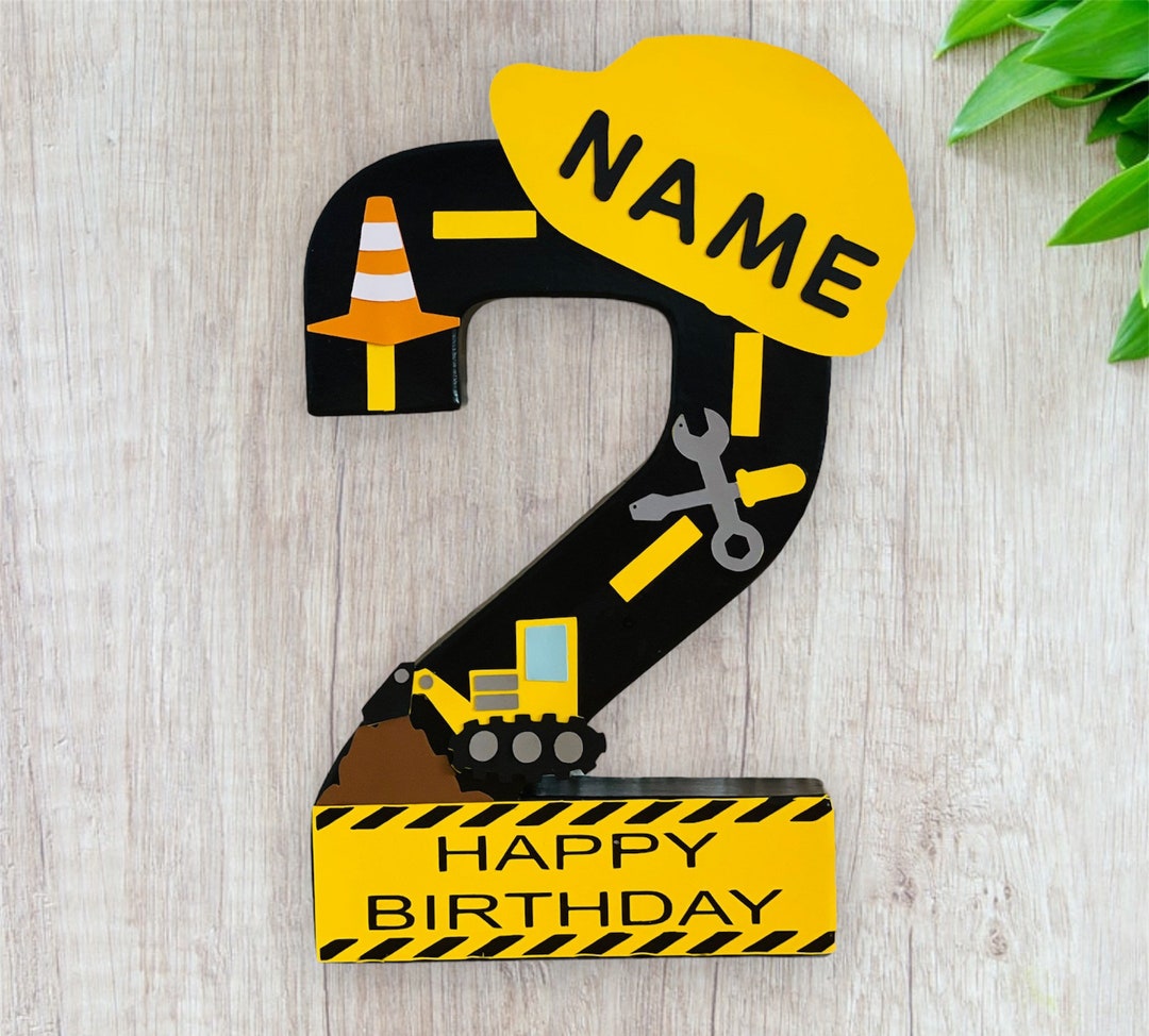 Construction Number Display Birthday Party, Excavator, Construction ...