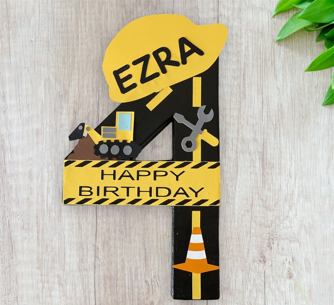 Construction Number Display Birthday Party, Excavator, Construction ...