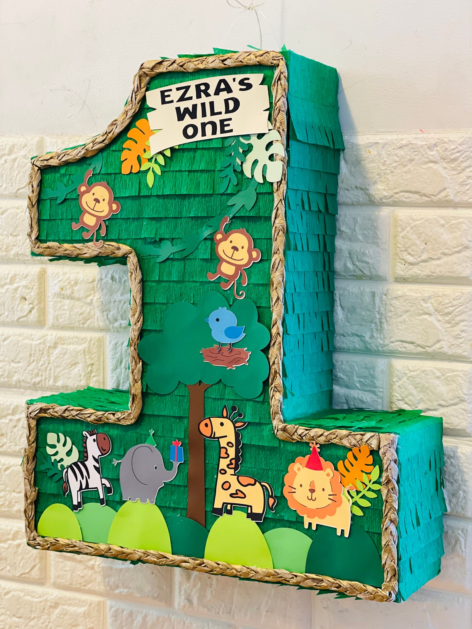 Number 1 Safari Jungle Wild Animals Pinata Custom Number - Etsy