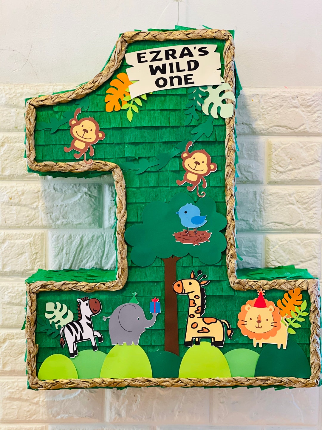 Number 1 Safari Jungle Wild Animals Pinata, Custom Number Pinata ...