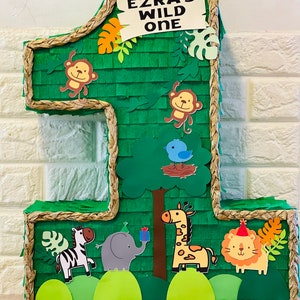 Number 1 Safari Jungle Wild Animals Pinata, Custom Number Pinata ...