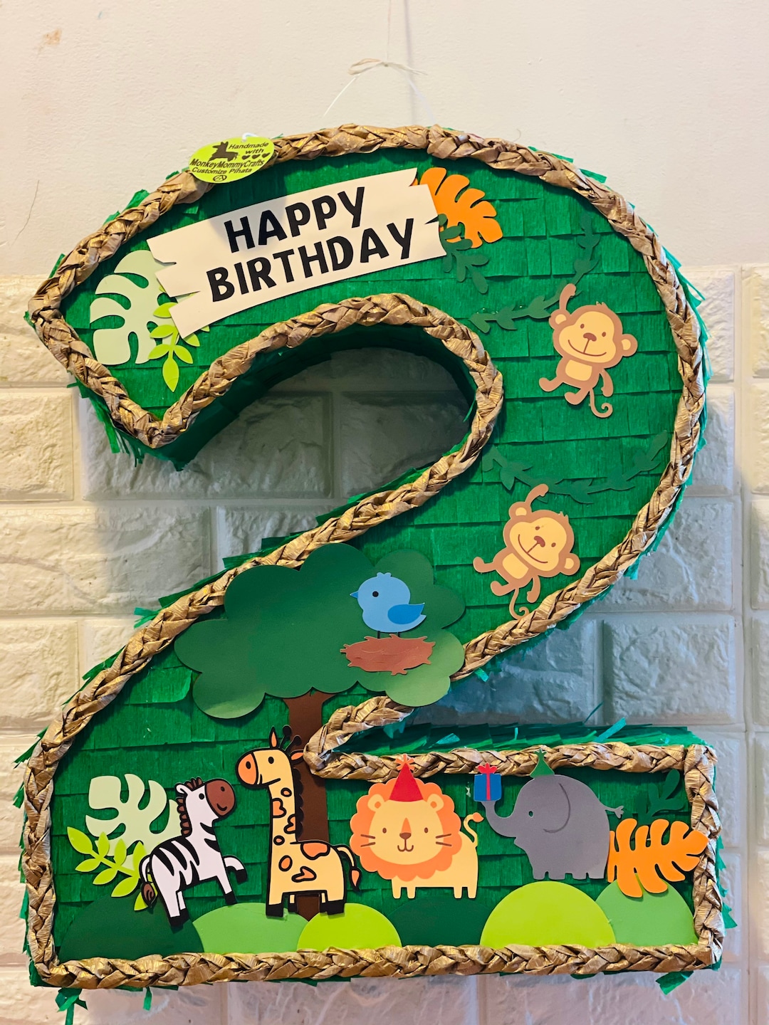 Number 2 Safari Jungle Wild Animals Pinata, Custom Number Pinata ...