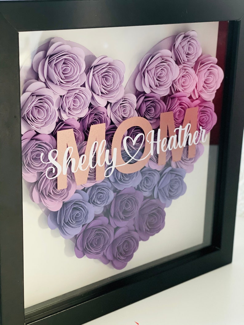 Mom Heart Shaped Flower Shadow Box Mom Mothers Day Gift - Etsy