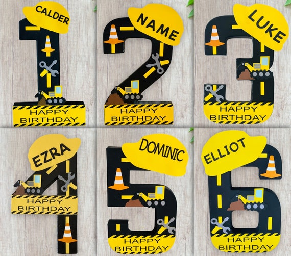 Construction Number Display Birthday Party Excavator | Etsy
