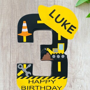 Construction Number Display Birthday Party, Excavator, Construction ...