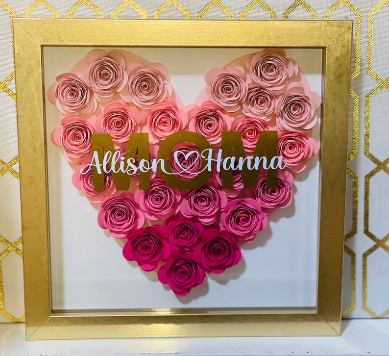 Mom Paper Flower Shadow Box Paper Flower Shadow Box Heart - Etsy