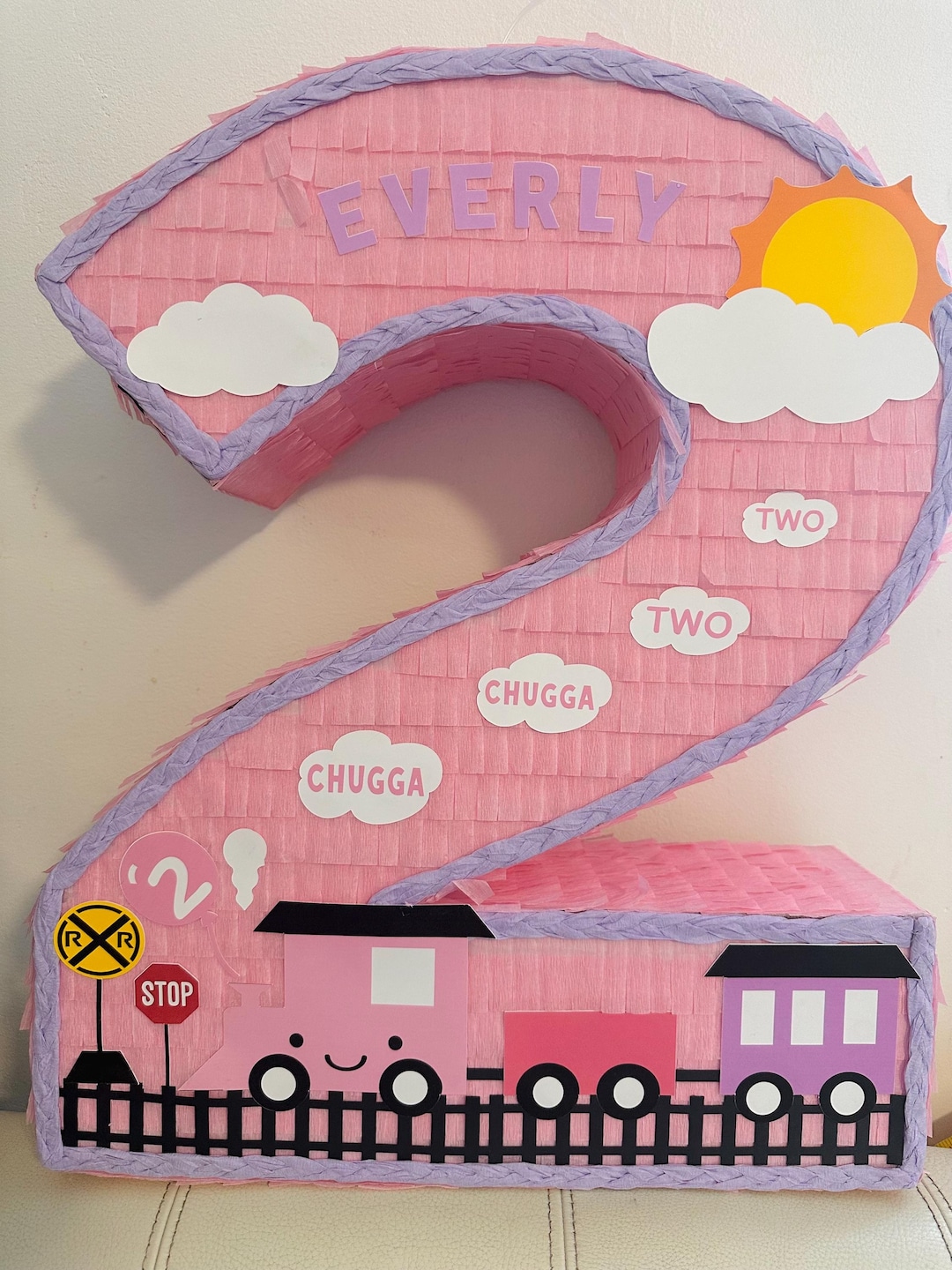 Chugga Chugga Train Theme Pinata, Custom Number Pinata & Personalized ...