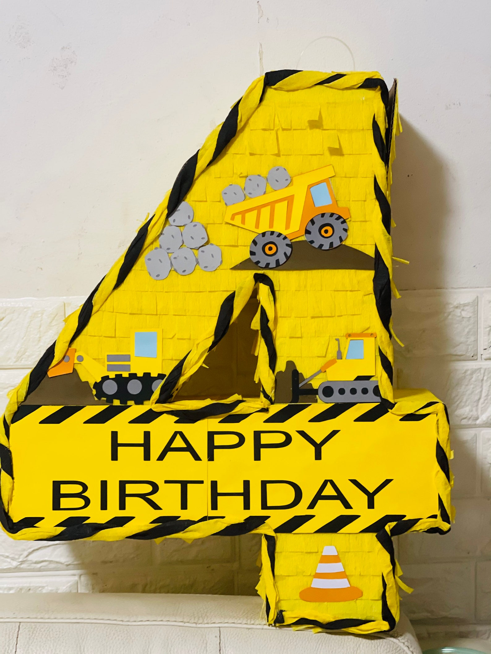 Any Number Construction Theme Pinata, Excavator Pinata, Number Pinata ...