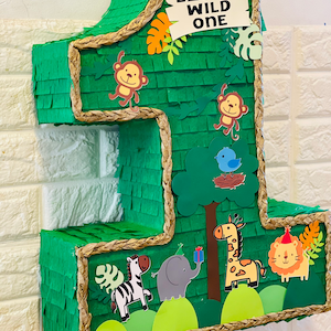 Number 1 Safari Jungle Wild Animals Pinata, Custom Number Pinata ...