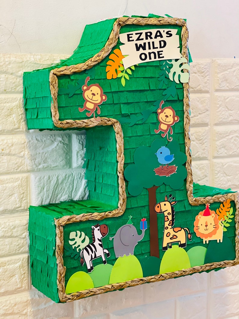 Number 1 Safari Jungle Wild Animals Pinata Custom Number - Etsy