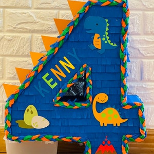 Number 4 Dinosaur Pinata, Custom Number Pinata & Personalized Number ...