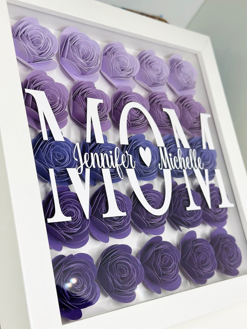 Personalized 8x8 Paper Flower Shadow Box Mothers Day Gift - Etsy