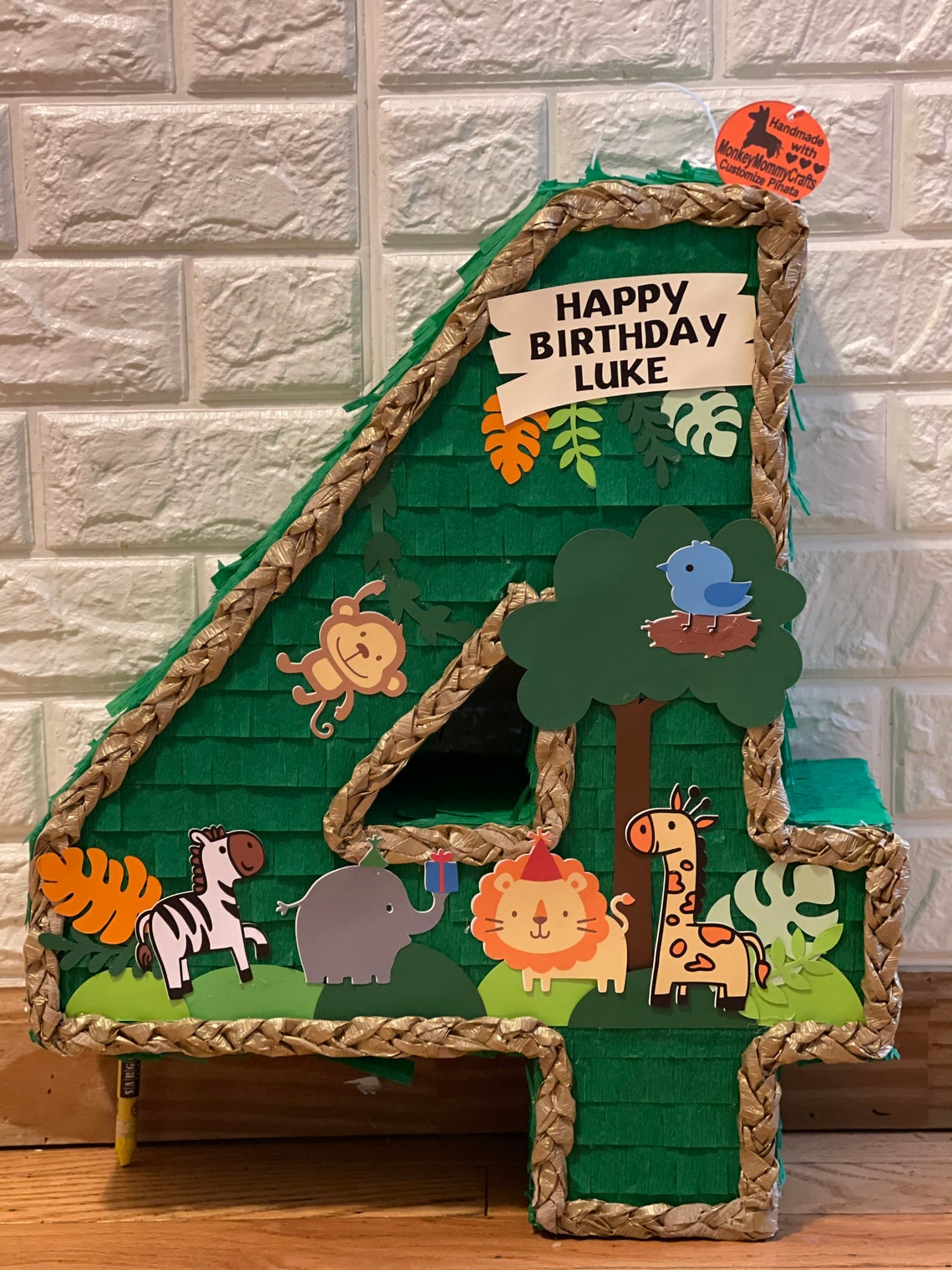 Number 2 Safari Jungle Wild Animals Pinata, Custom Number Pinata ...
