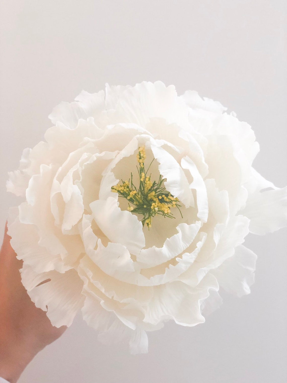 Edible Sugar Cake Topper Closed White Peony Large Size Cake Topper ...
