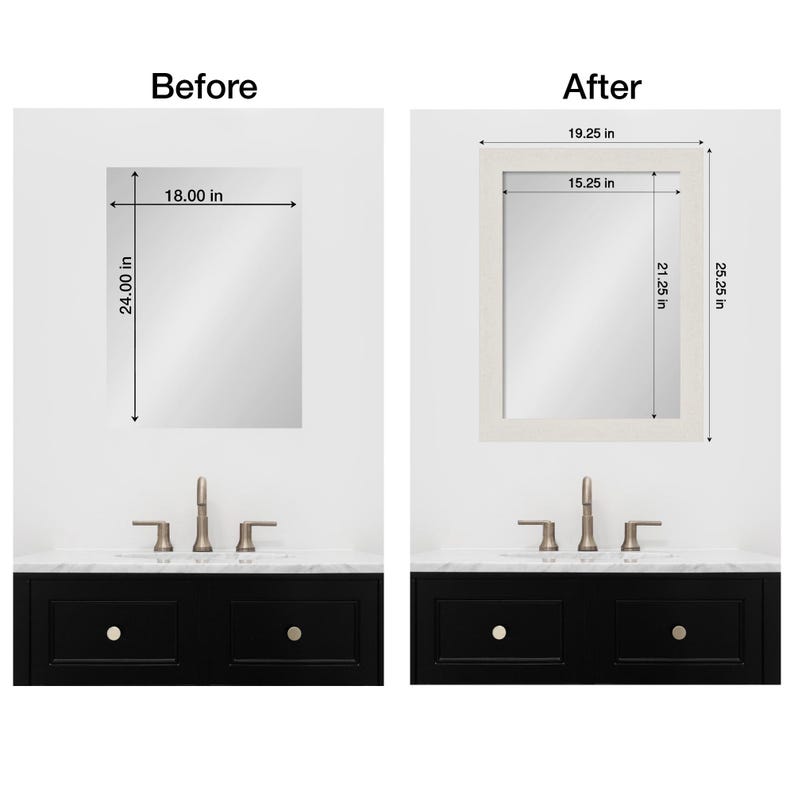 Rustic White Plank Mirror Frame Kit: Bathroom Mirror Makeover - Etsy