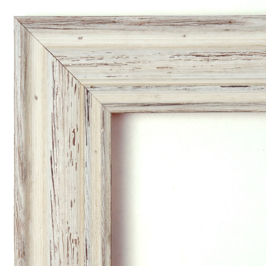 Country White Wash Framed Beveled Mirror - Etsy