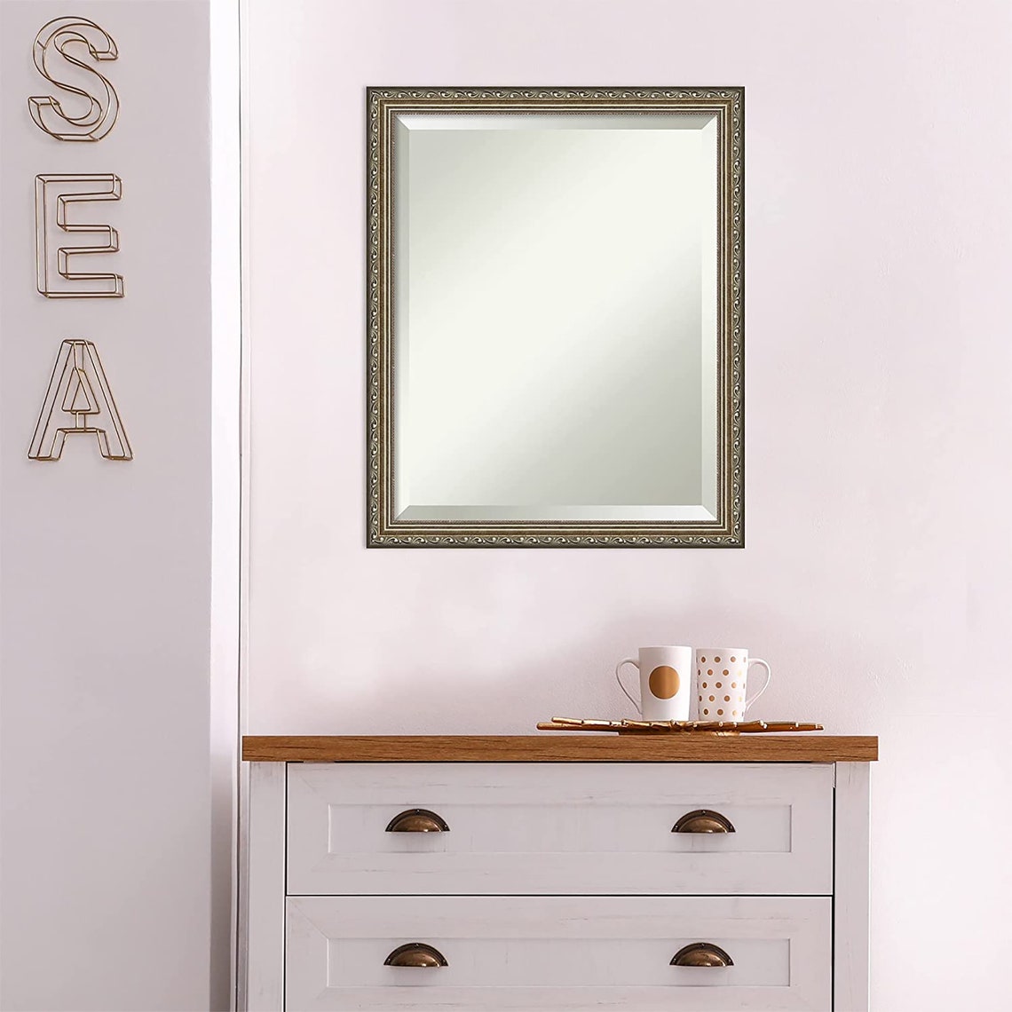 Parisian Silver Framed Beveled Mirror - Etsy