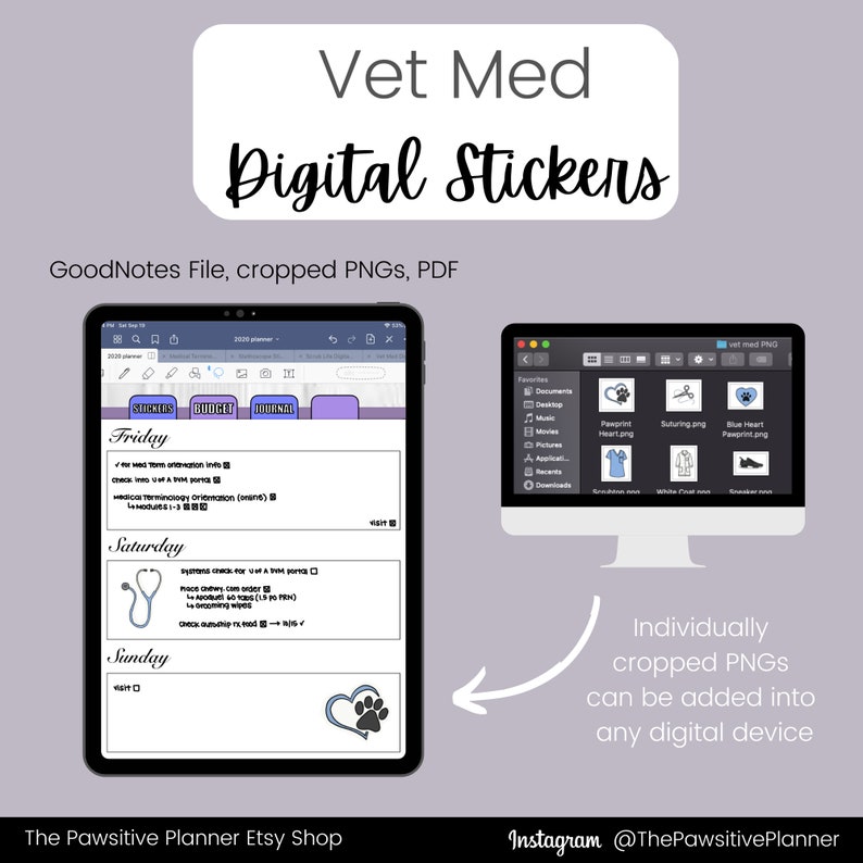 Vet Med Digital Stickers – Planner Decorations (goodnotes, PDF, PNG) - Etsy