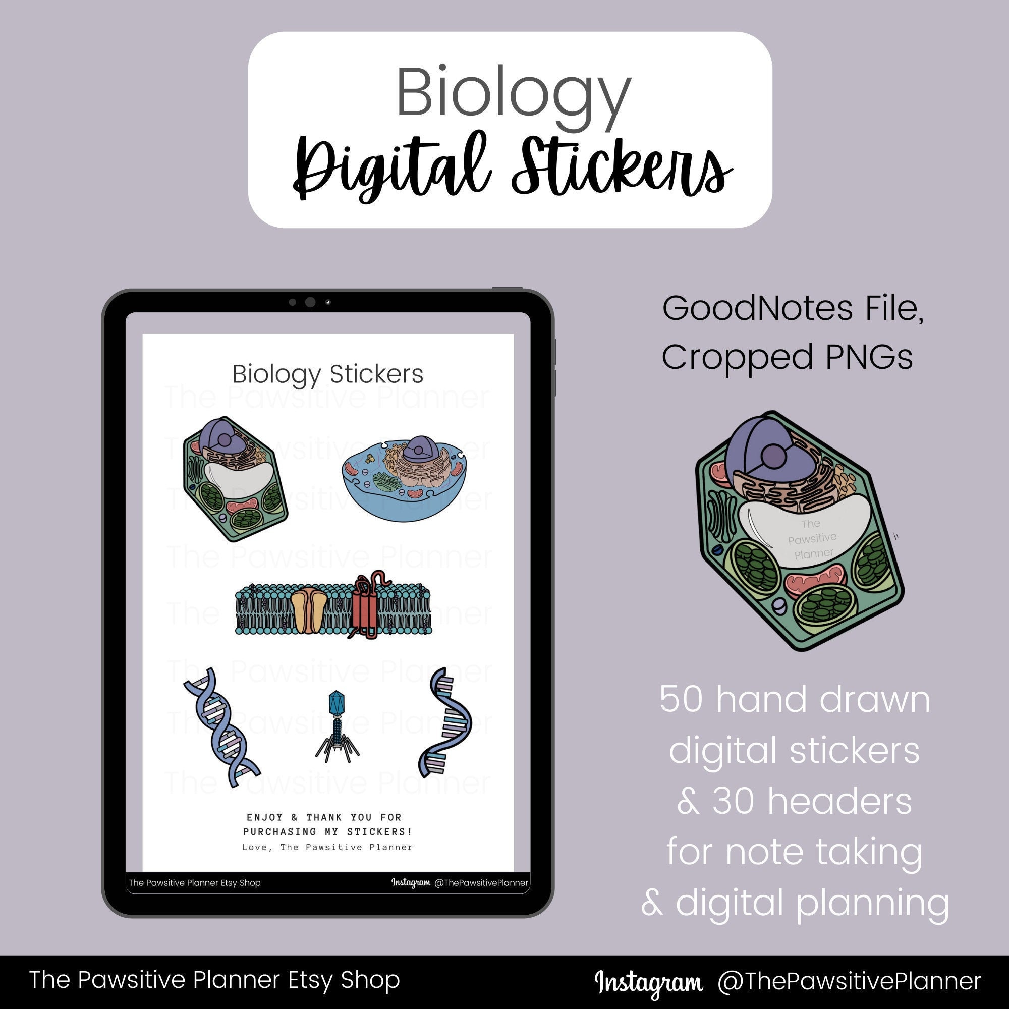 Biology Digital Stickers for planning note taking studying | Etsy