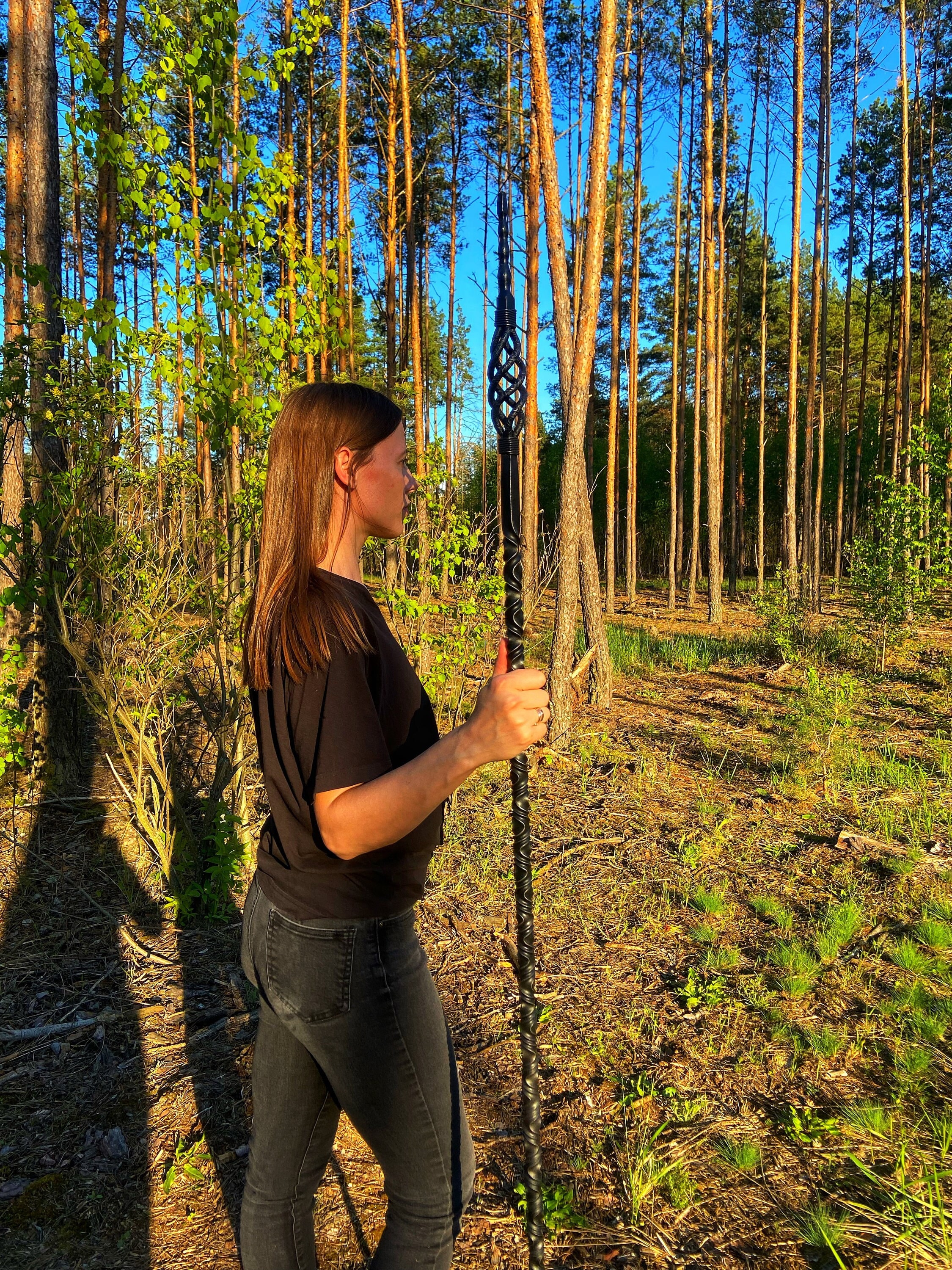 Long Shaman Staff Druid Walking Wizard Handmade Staff Völva Wand Witch ...