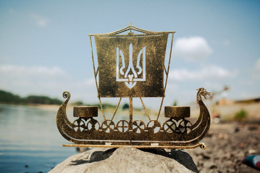 Ukraine Trident Drakkar Ship Candlestick - Etsy