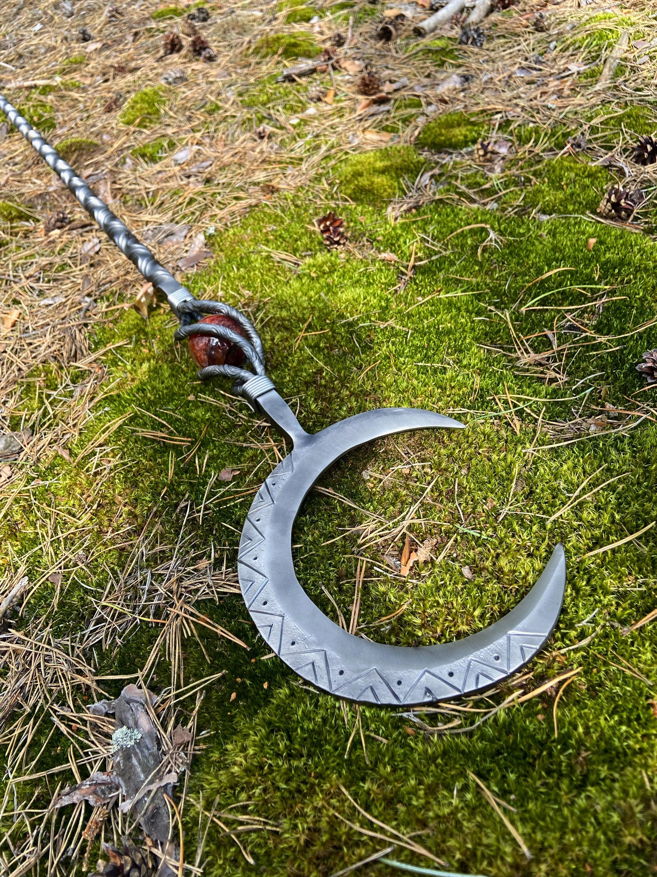 Moon Staff Short Druid Walking Witch Lunar Wand Magic Sorcerer Sickle ...