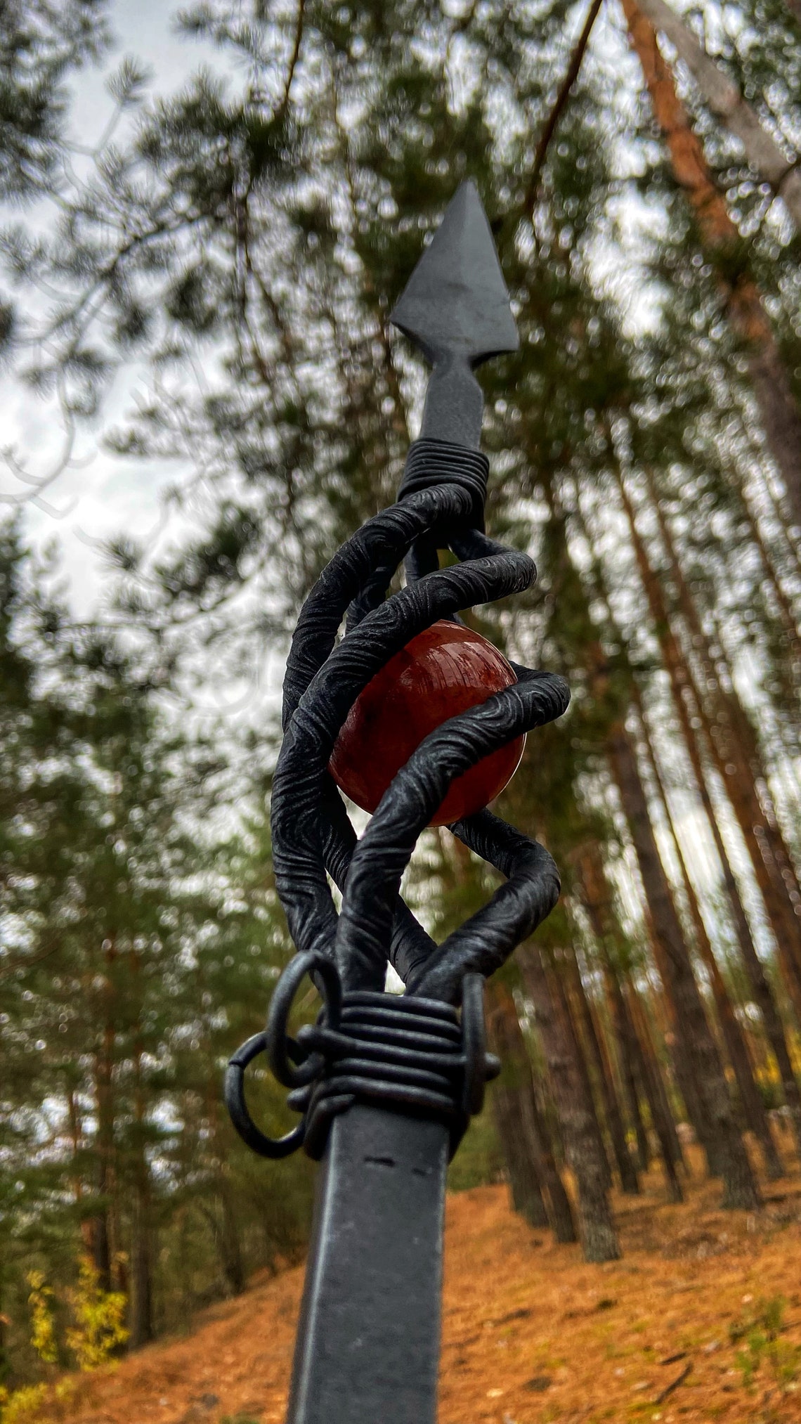 Wizard's Staff Medium With a Sphere and 4 Rings Odin Staff, Witch ...