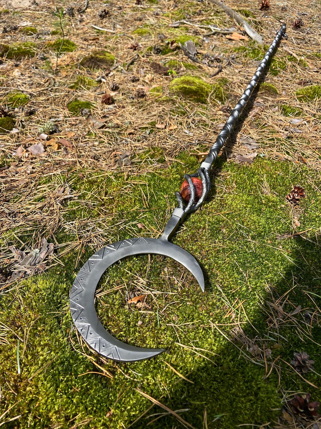 Moon Staff Short Druid Walking Witch Lunar Wand Magic Sorcerer Sickle ...