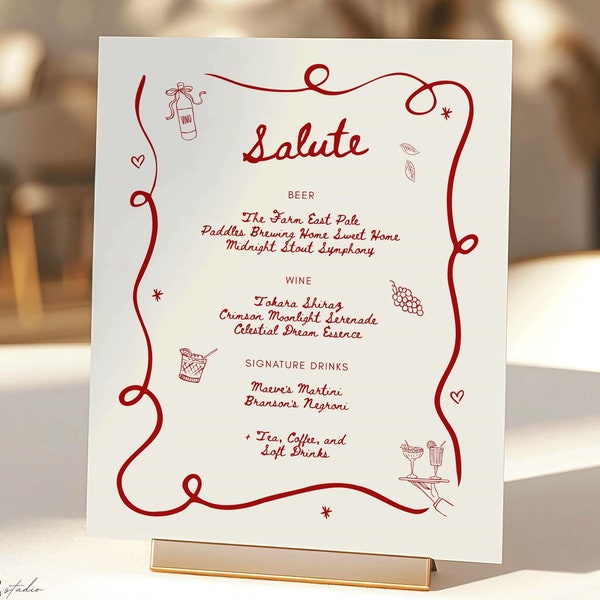 Italian Bar Menu Template With Hand Drawn Dinner Illustrations for ...
