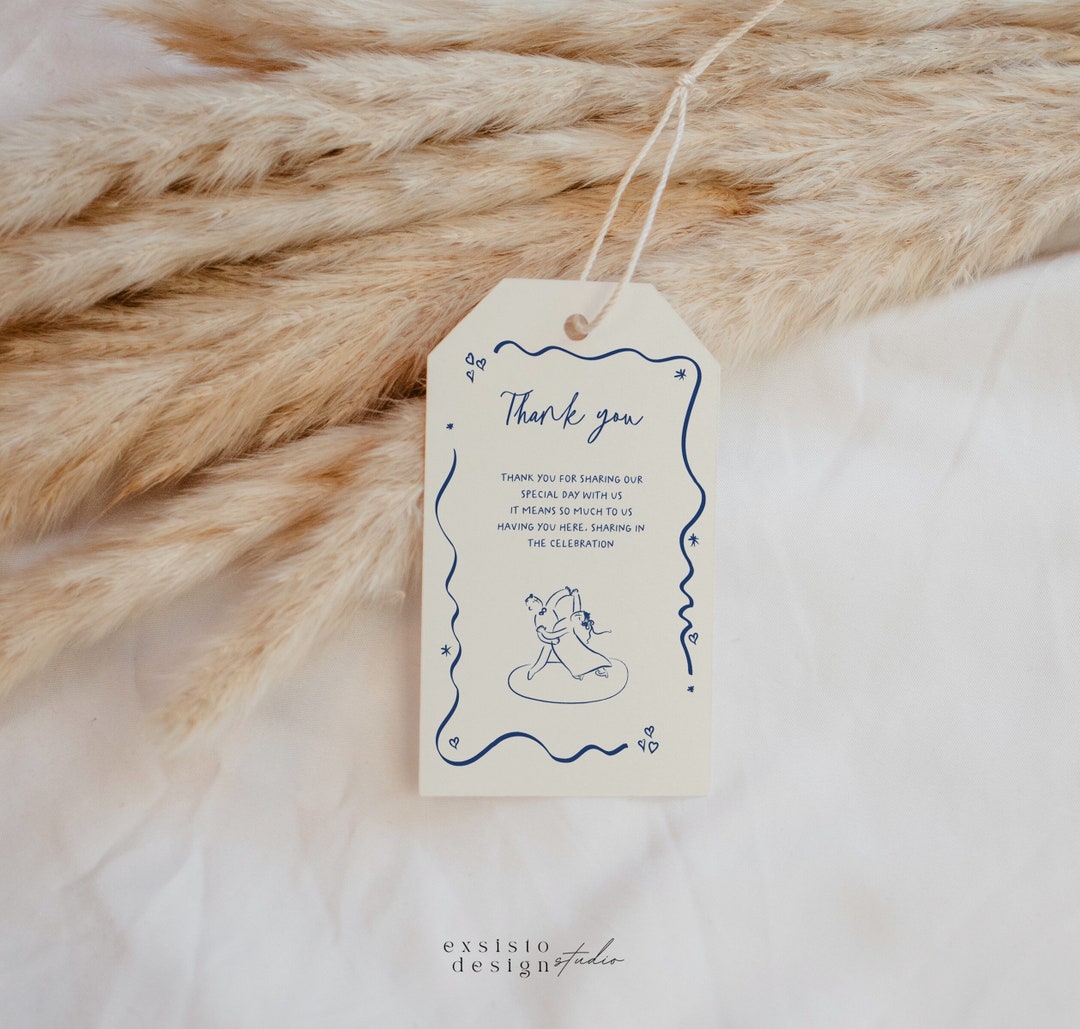 Favor Tag Template With Hand-drawn Couple, Whimsical Thank You (digital ...