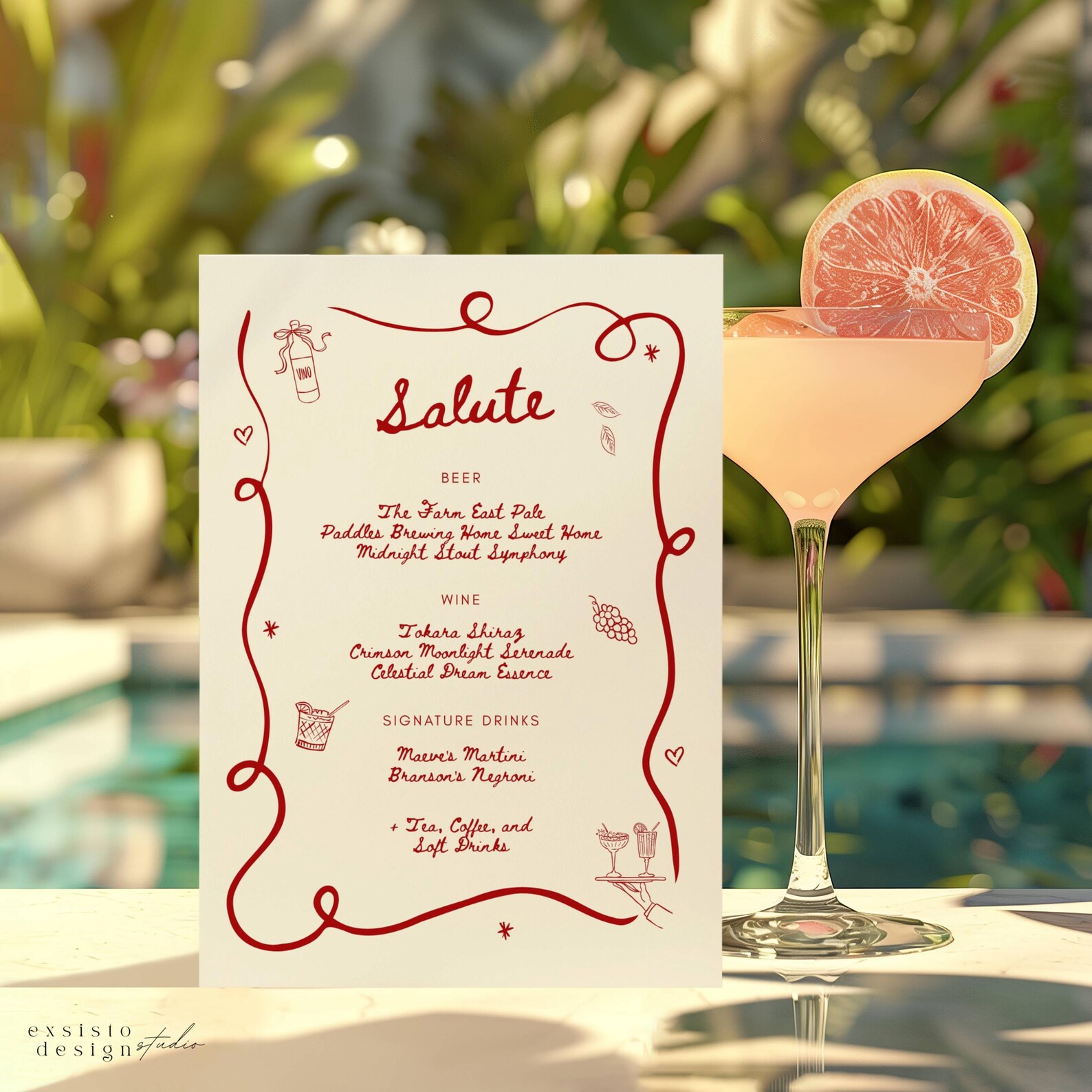 Italian Bar Menu Template With Hand Drawn Dinner Illustrations for ...