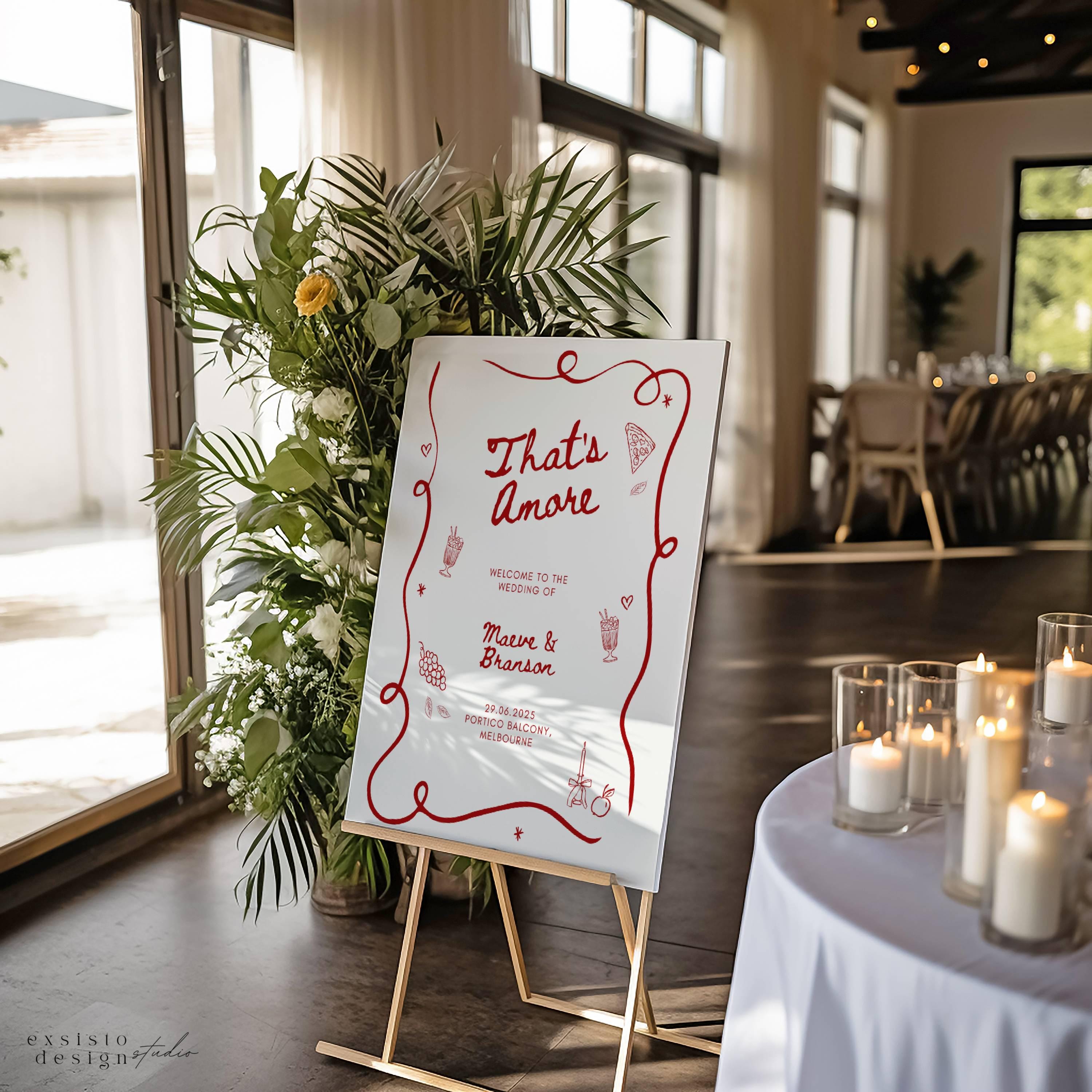 Amore Wedding Welcome Sign, Italian Tuscany Printable (digital Download ...
