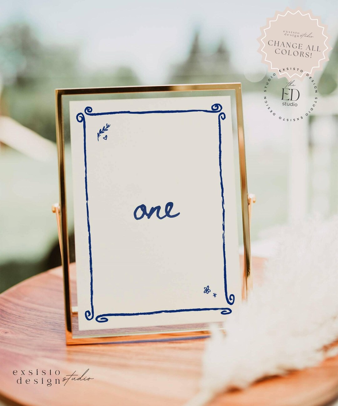 Blue Doodle Table Number Template: Whimsical Printable (digital ...