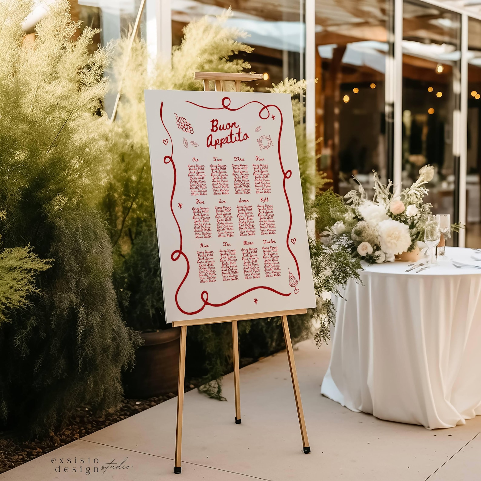 Italian Wedding Seating Chart Template: Hand-drawn Illustration ...