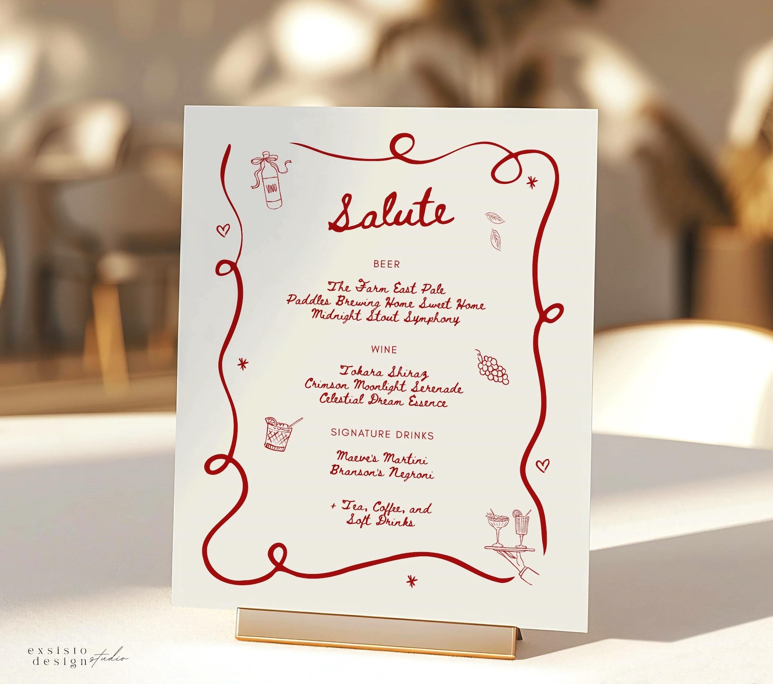 Italian Bar Menu Template With Hand Drawn Dinner Illustrations for ...