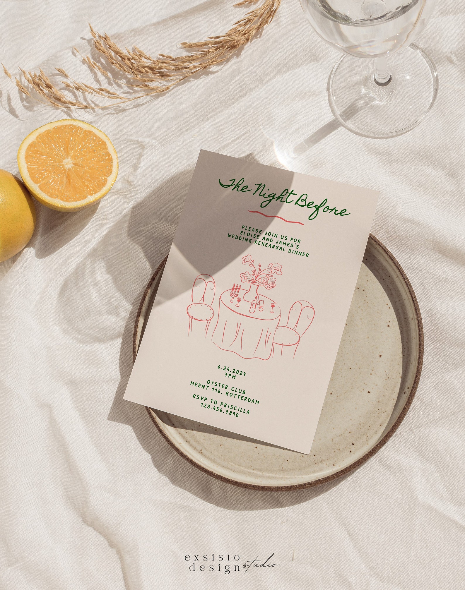 Quirky Rehearsal Dinner Invite, Hand Drawn Dinner Table Illustration ...