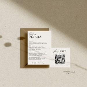 Minimal Wedding Invitation Suite With QR Code, Classy Wedding Invite ...