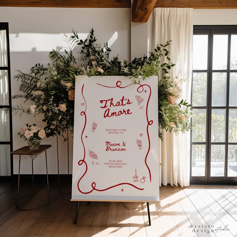Amore Wedding Welcome Sign, Italian Tuscany Printable (digital Download ...