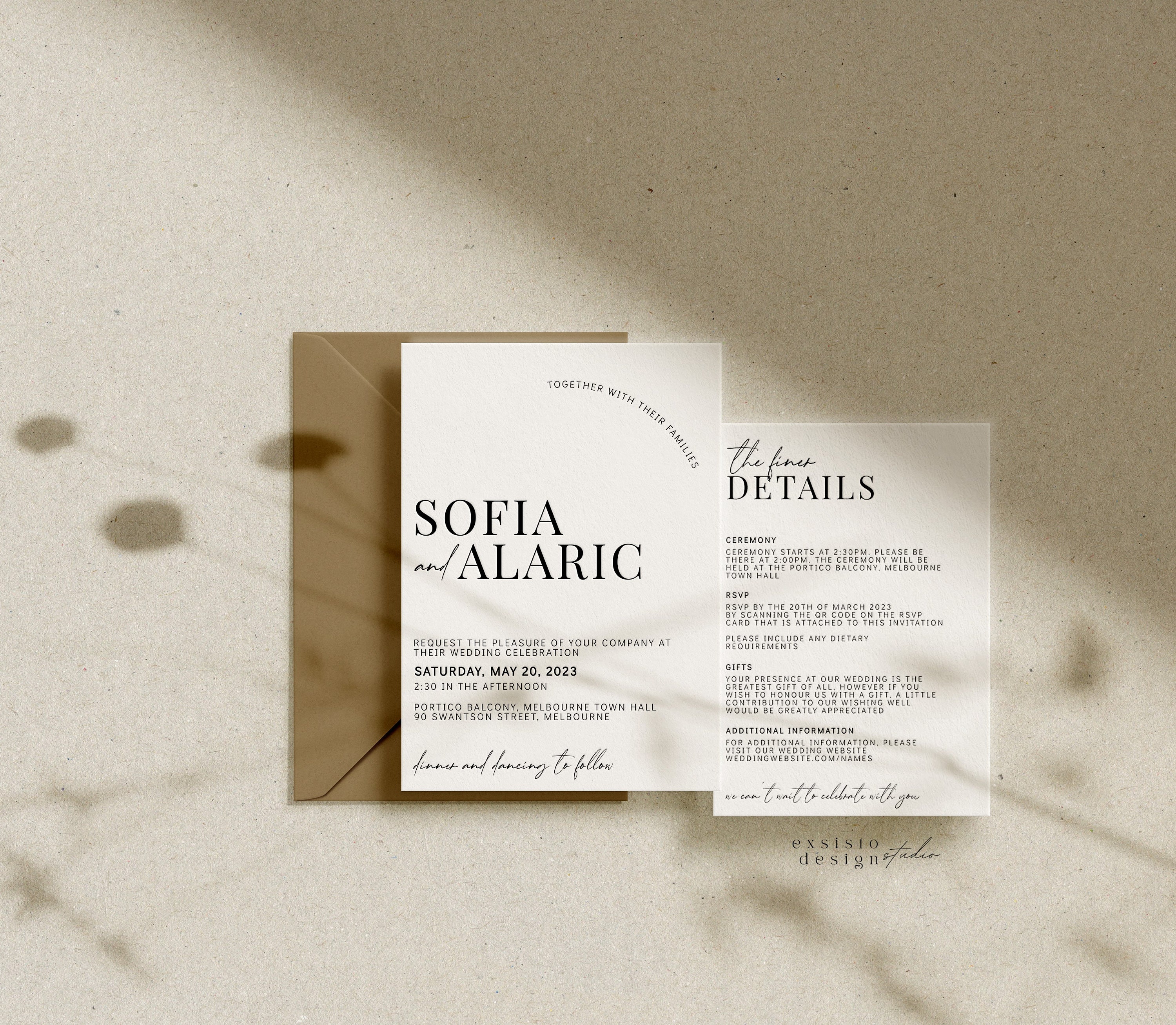 Minimal Wedding Invitation Suite With QR Code, Classy Wedding Invite ...