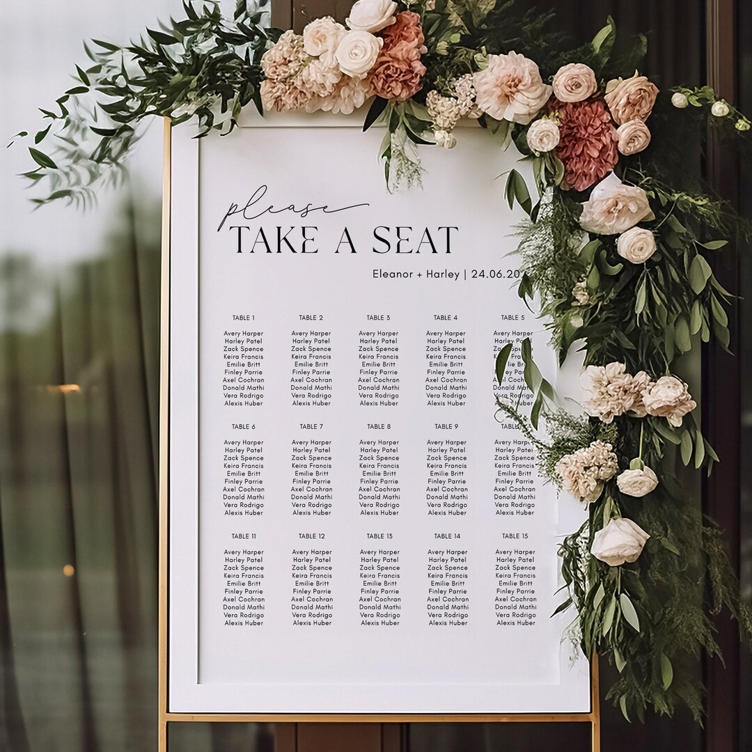 Modern Seating Chart Template to Digital Download, Minimalist Seating ...