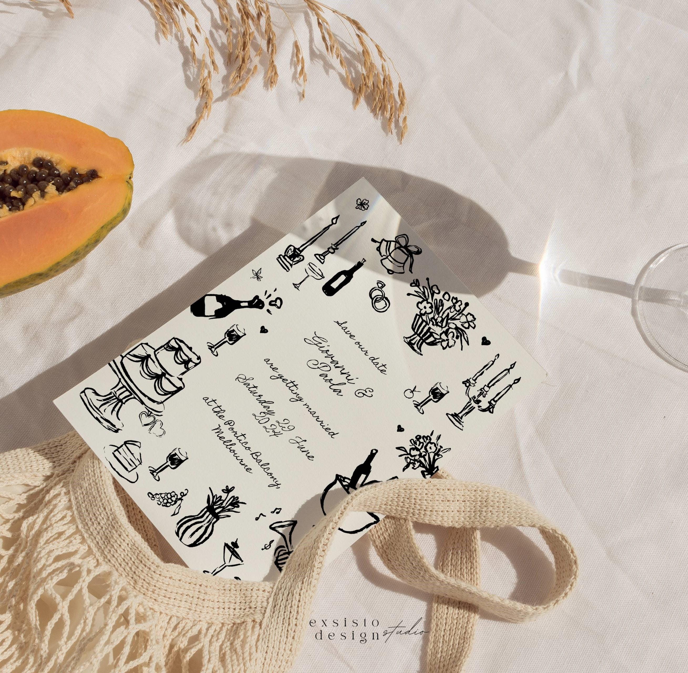 Save the Date Invitation Template for Wedding With Hand Drawn Cake ...