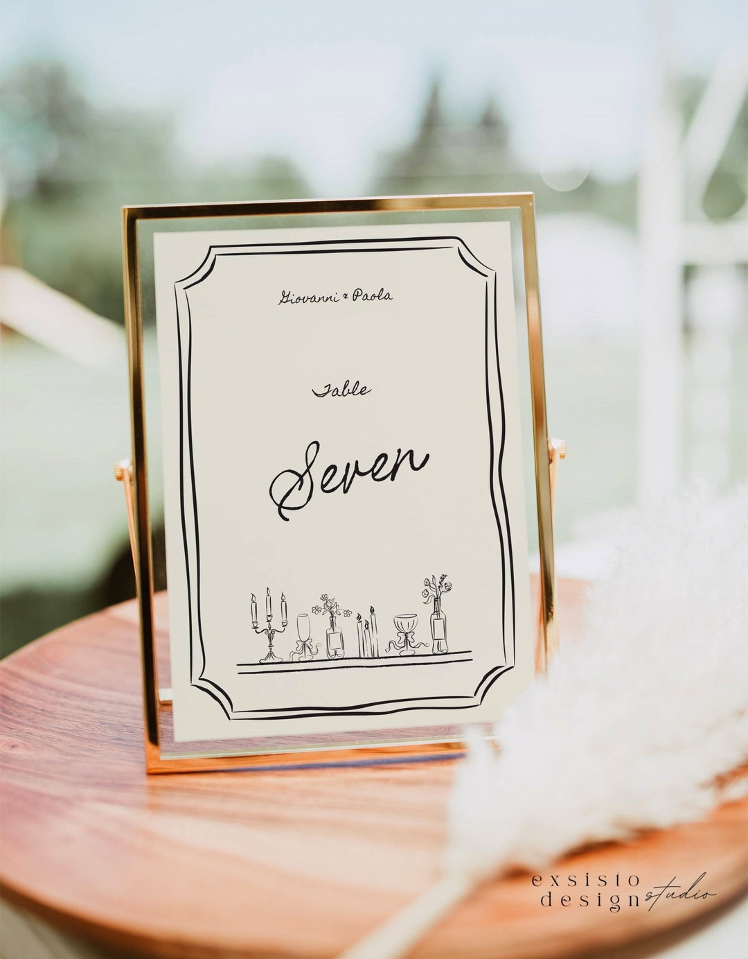 Table Numbers Template With Hand Drawn Dinner Table Illustrations ...