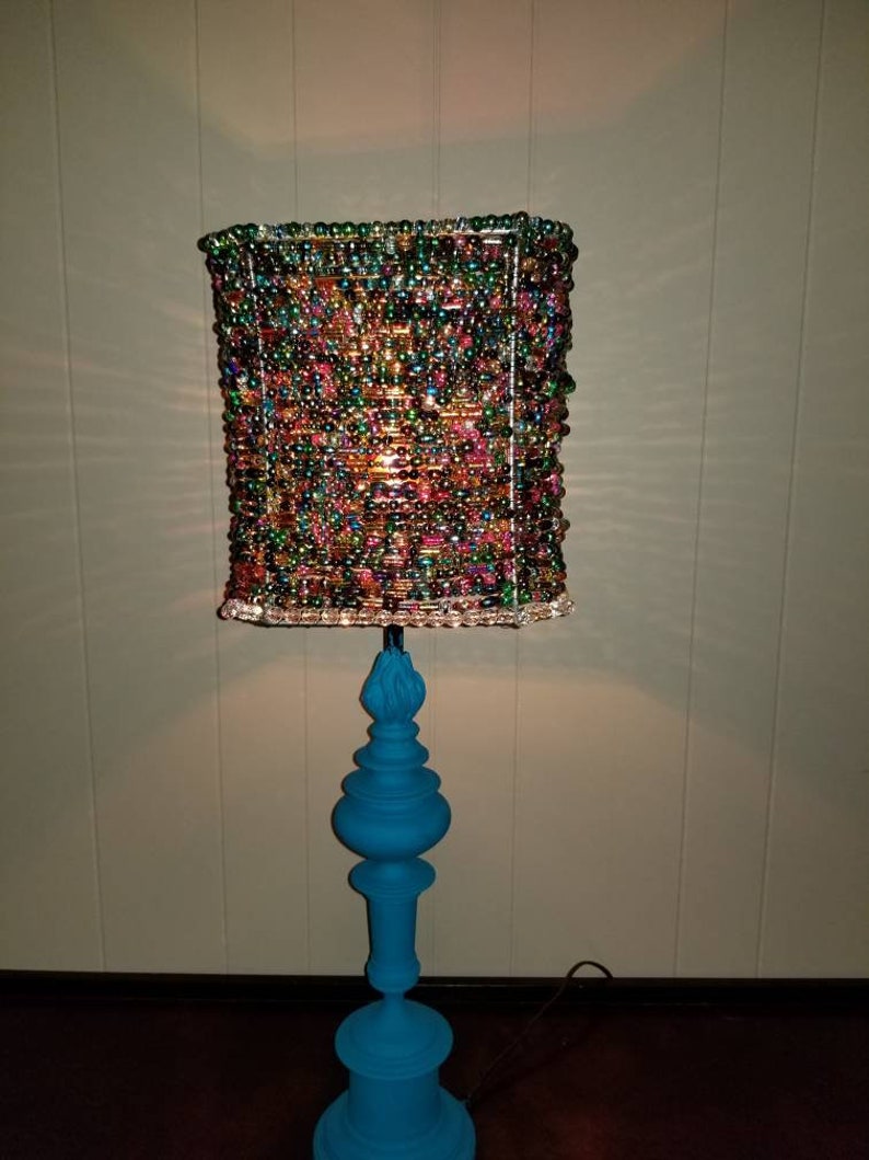 Beaded Lampshade, Glass Beaded Lampshade, Colorful Lampshade, Boho ...