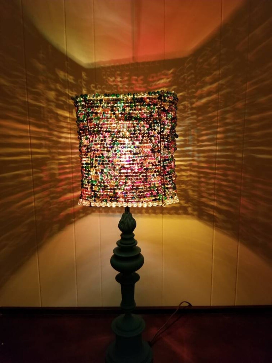 Beaded Lampshade, Glass Beaded Lampshade, Colorful Lampshade, Boho ...