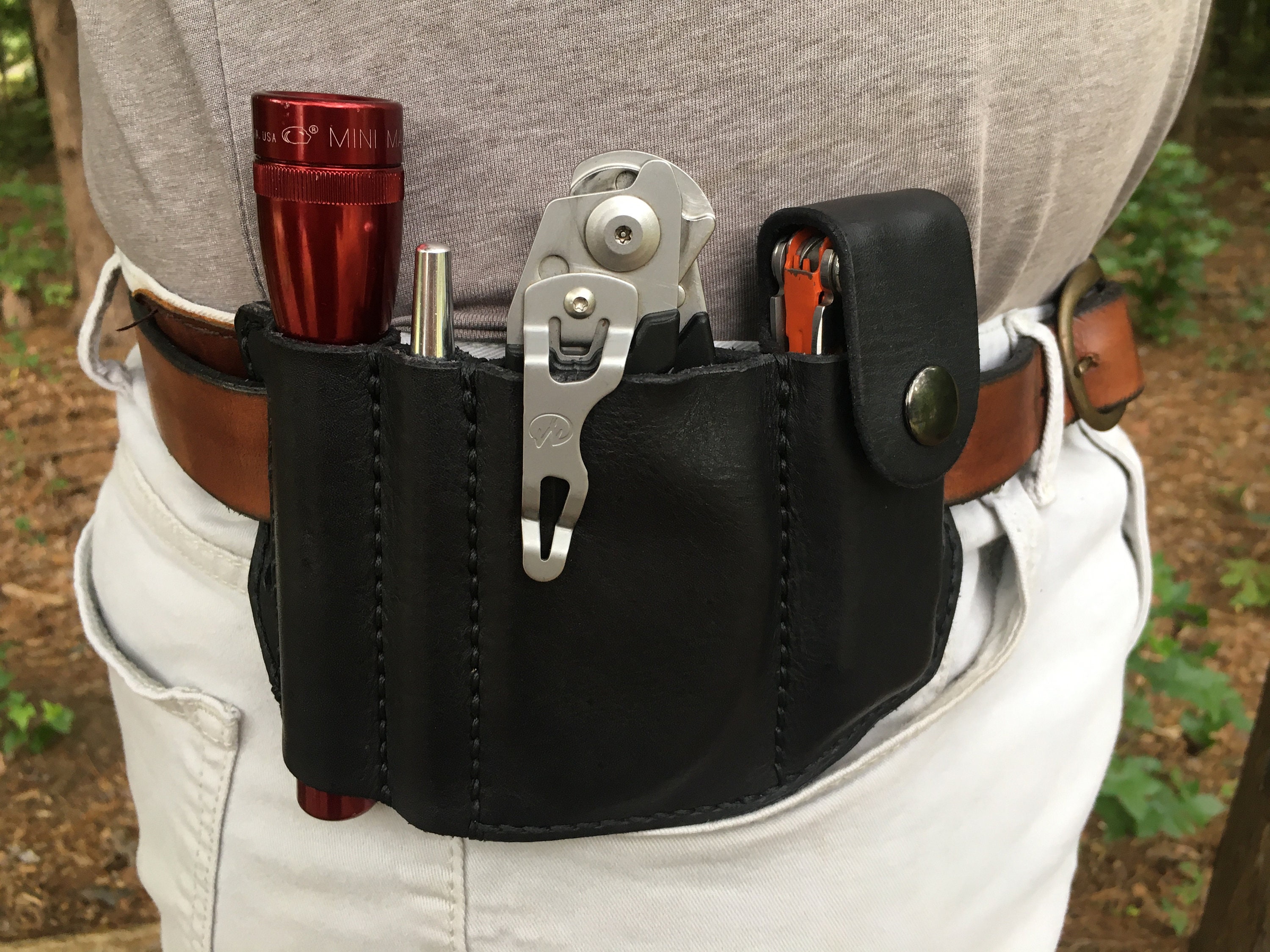 Leather Combo Sheath for 4 EDC example: Leatherman Raptor - Etsy