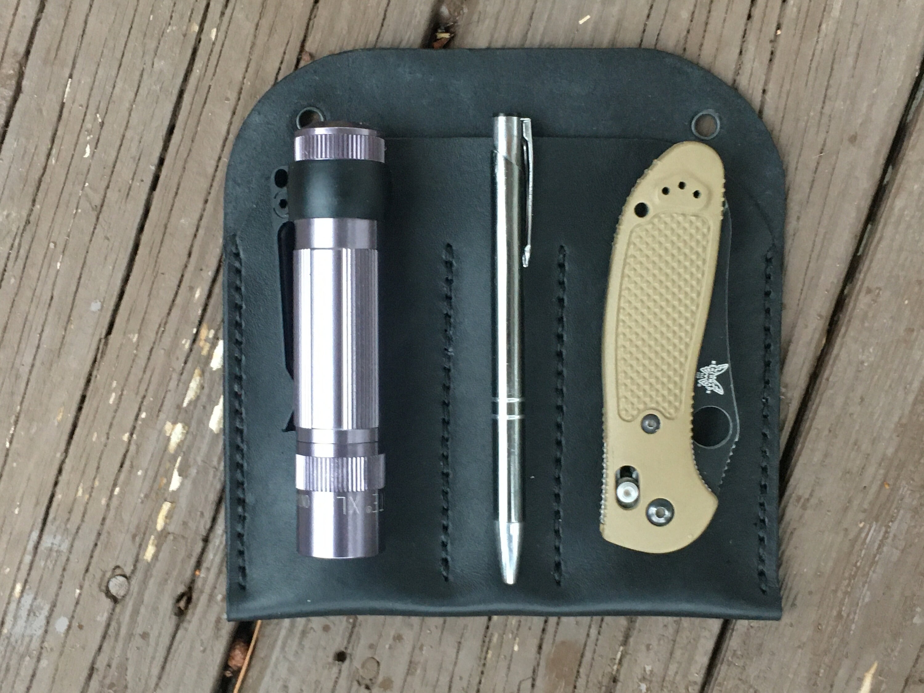 Handmade Leather Organizer for EDC flashlight Pen Knife: | Etsy