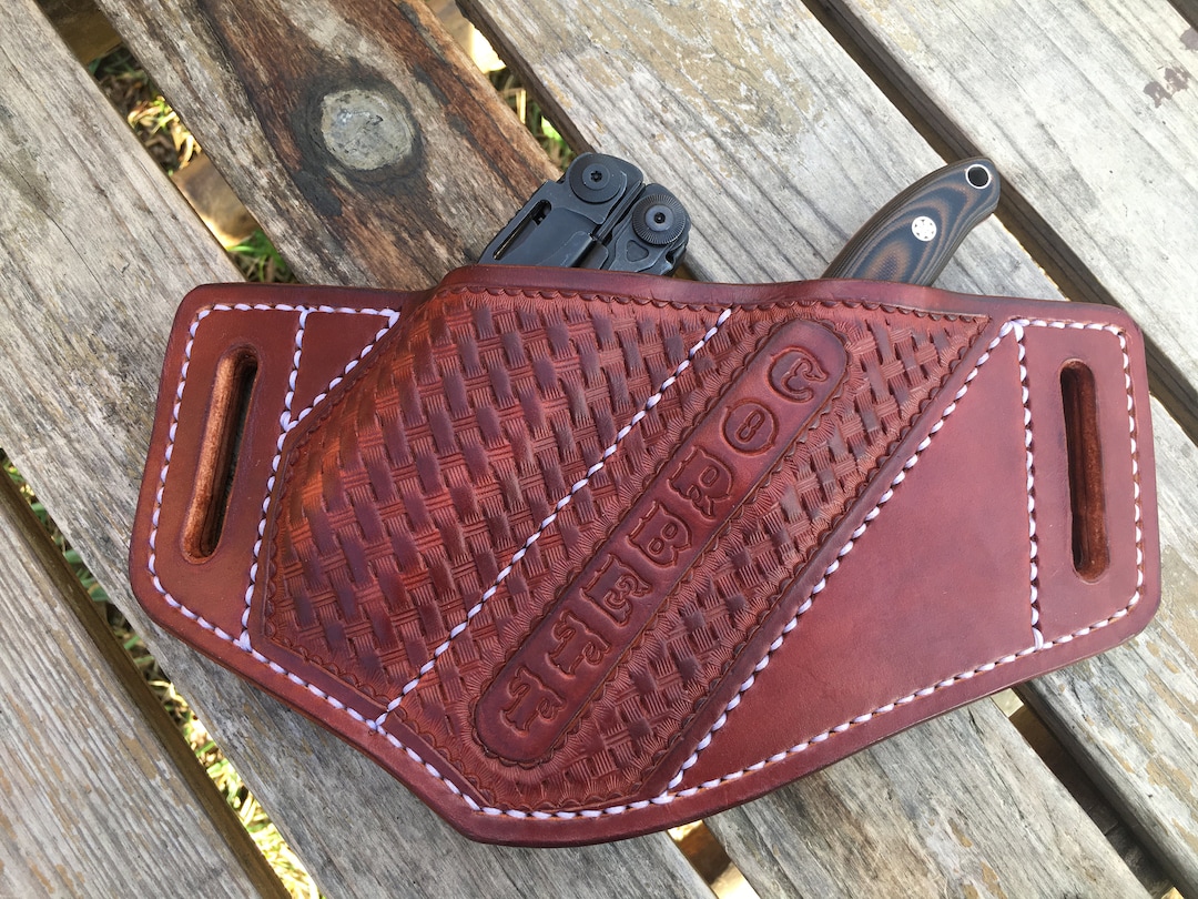 Multitool and Knife Combo Slanted Leather Sheath, American Handmade - Etsy